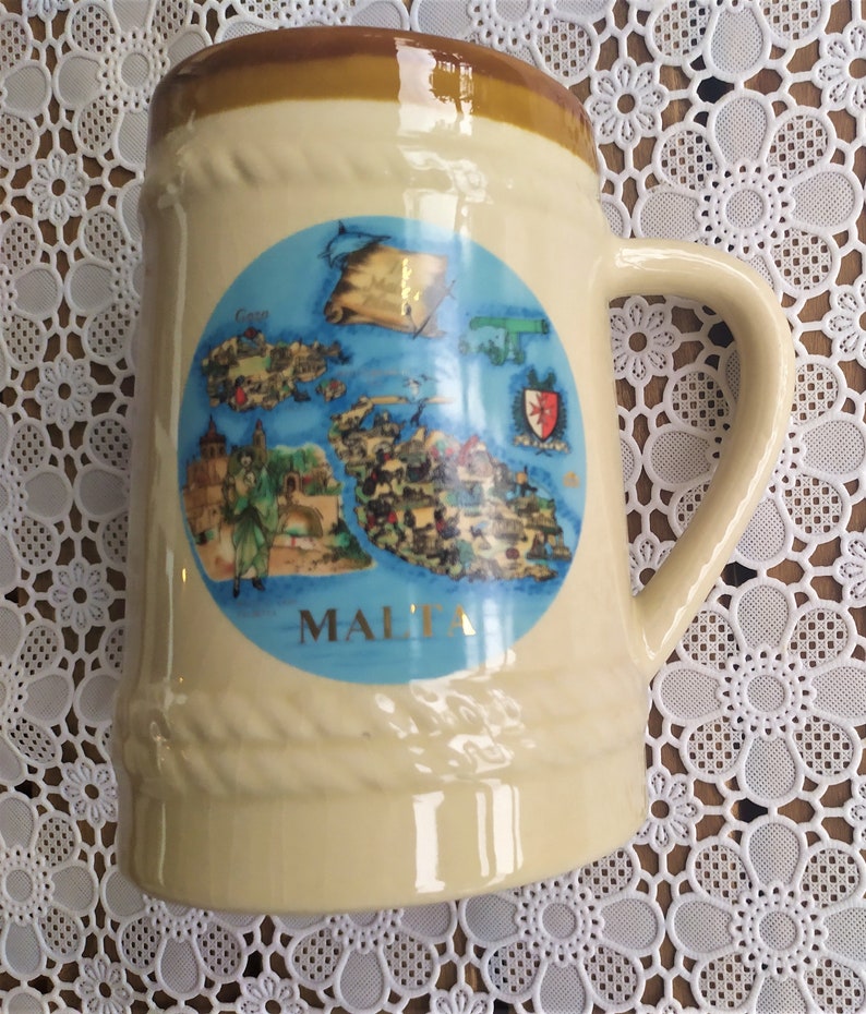 Malta Map Souvenir Touristic Vintage Ceramic Mug Coffee Beer | Etsy
