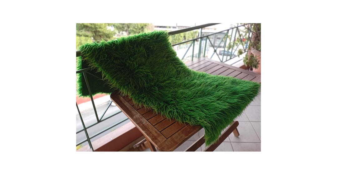 Woven Greek 80's Green Flokati Wool Organic Runner Rug Woollen Genuine ...