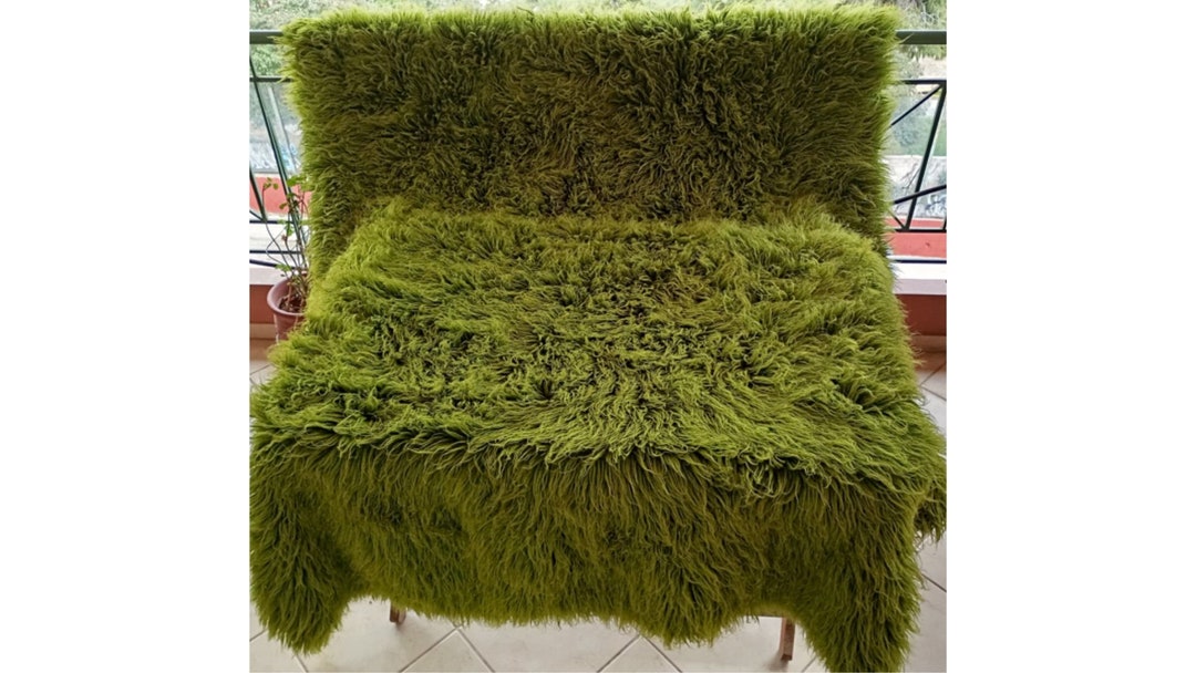 Genuine Greek Flokati Rug Original Traditional Green Wool Tapestry From ...