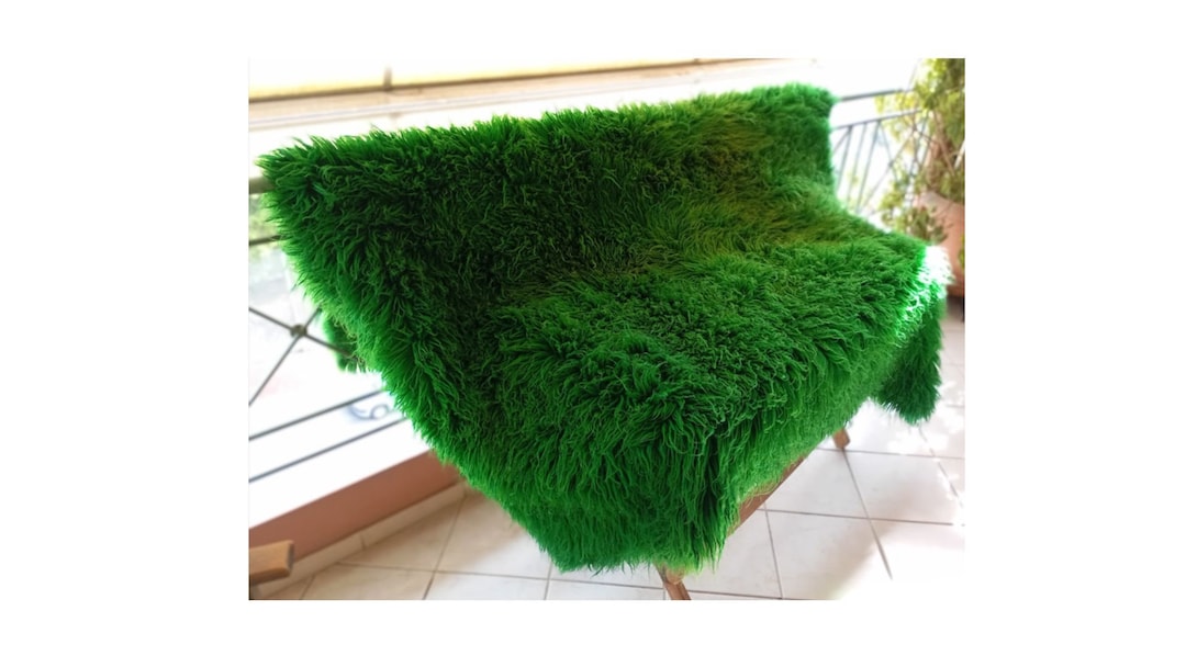 Greek 70's Woven Green Vintage Flokati Woolen Organic Area Rug Original ...