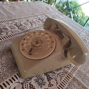 Vintage Greek Rotary Telephone - 1960s Beige Dial Phone for Retro Home ...