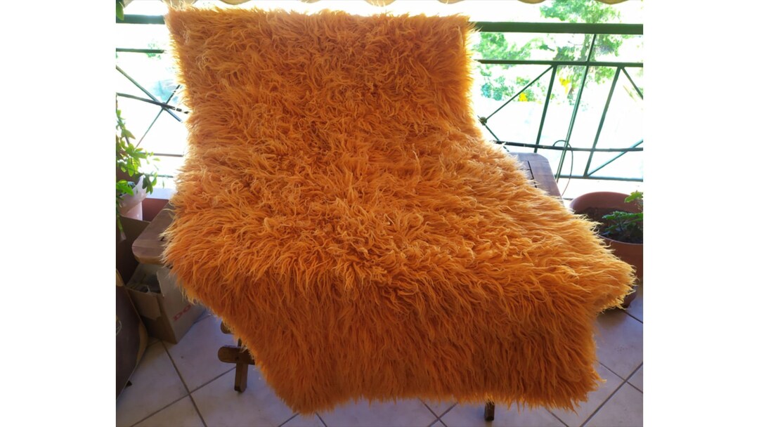Greek 80's Orange Woven Loom Vintage Flokati Woolen - Etsy