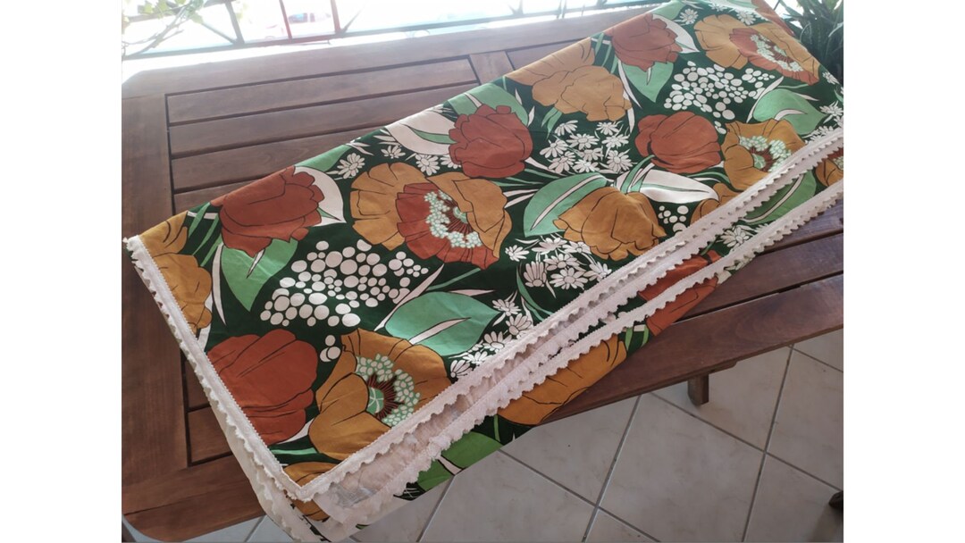 From 70's Cover Retro Greek for Bed Sofa Cotton Orange - Etsy