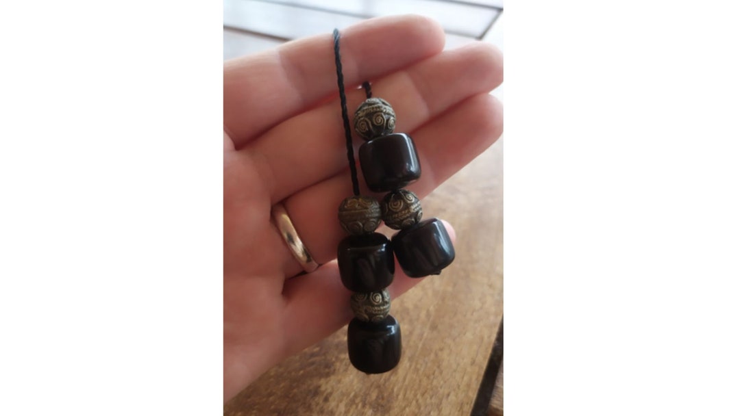 Greek Begleri String With Silver Items and Black Worry Beads Stop ...