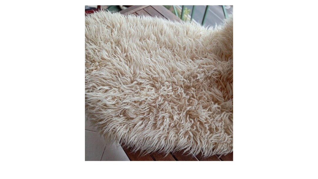 Woven Greek 80's Beige Flokati Wool Organic Rug Woollen Handmade ...