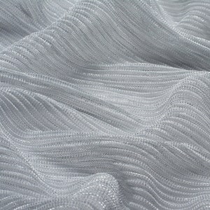 Silver Ribbed Mesh Fabric Shine Sheer Fabric for Apparel and Decor ...
