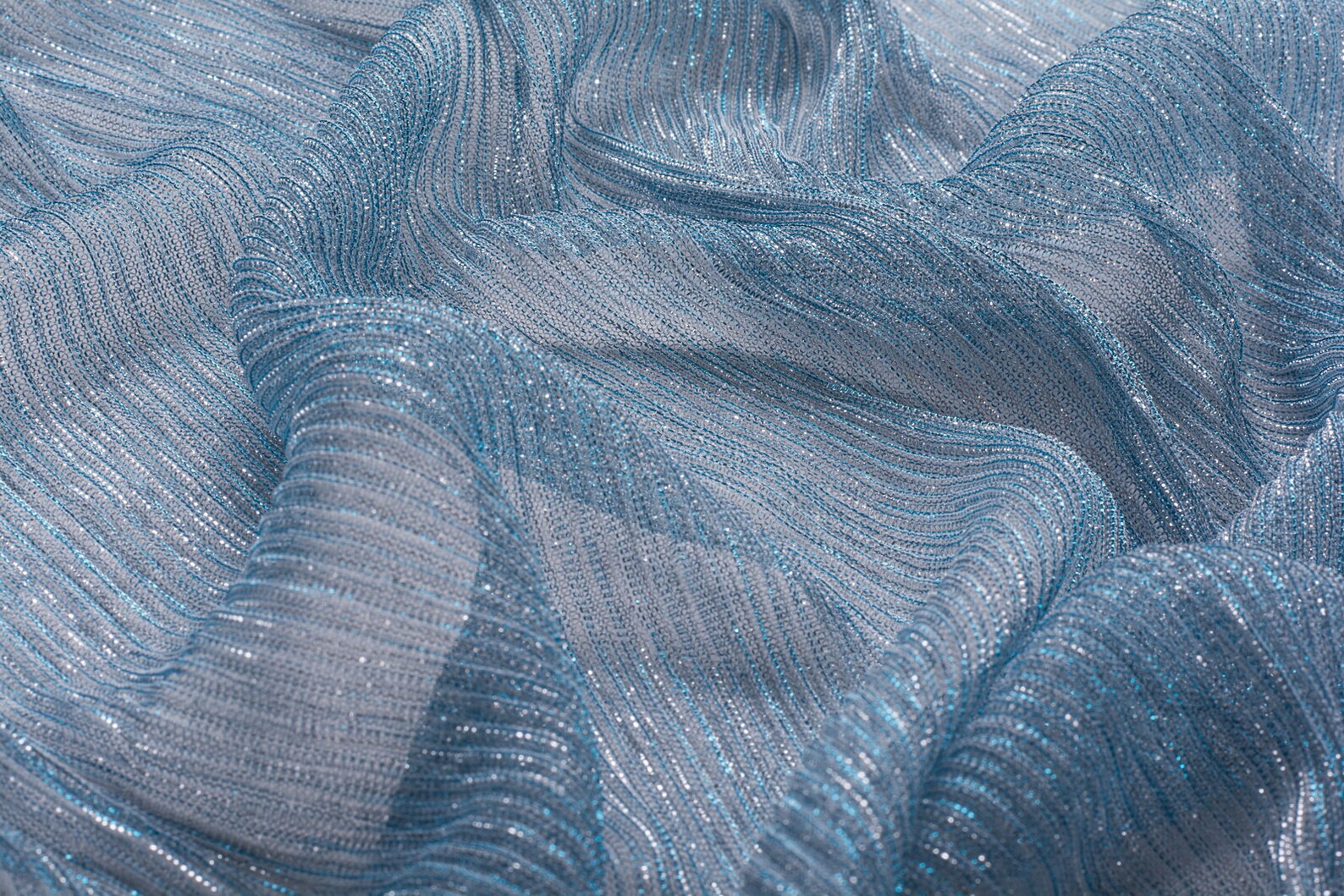 Silver Ribbed Mesh Fabric Shine Sheer Fabric for Apparel and Decor ...