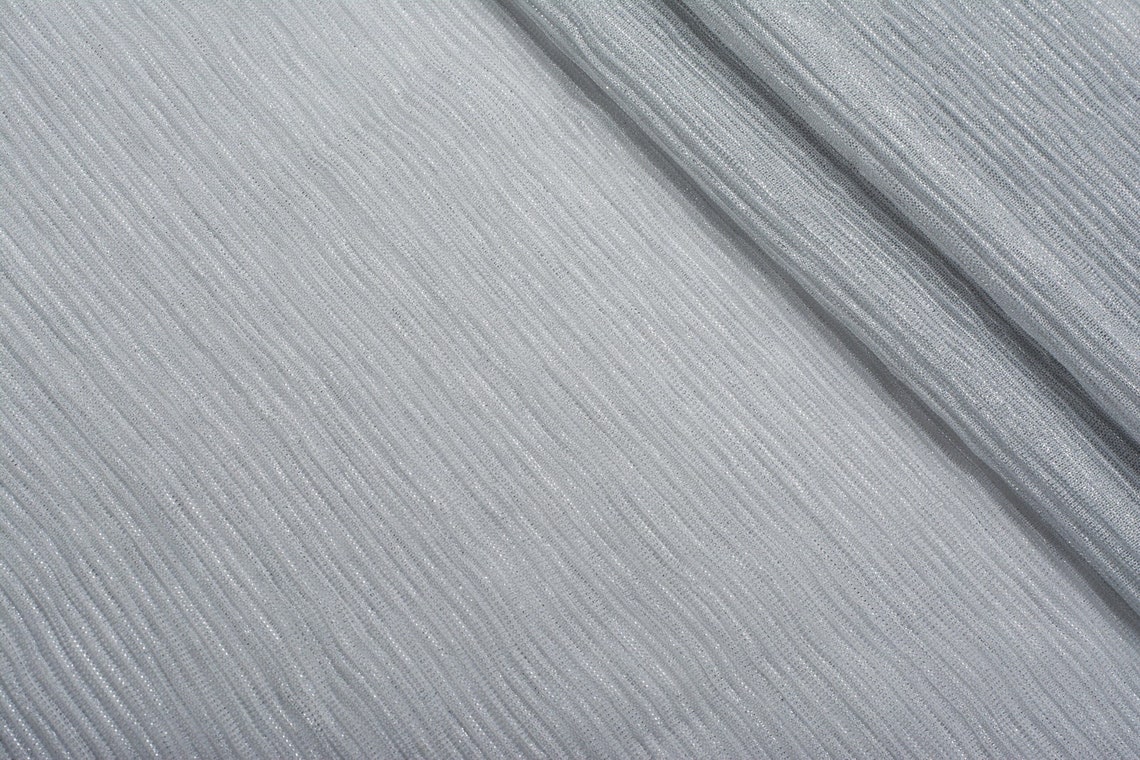 Silver Ribbed Mesh Fabric Shine Sheer Fabric for Apparel and Decor ...