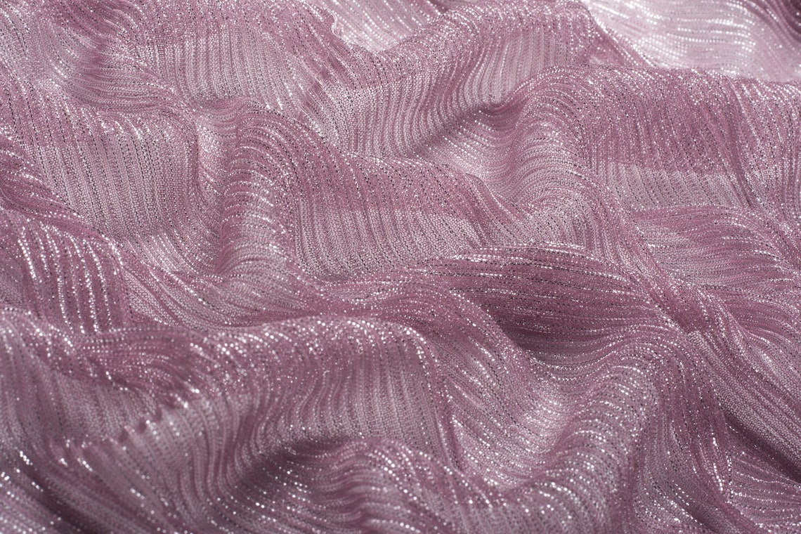 Silver Ribbed Mesh Fabric Shine Sheer Fabric for Apparel and - Etsy