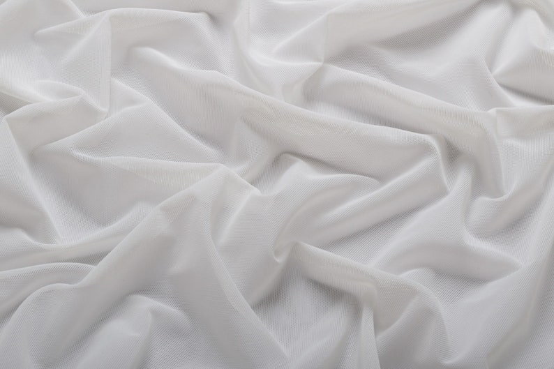 Tela de malla blanca, nailon, tela transparente, malla elástica de ...