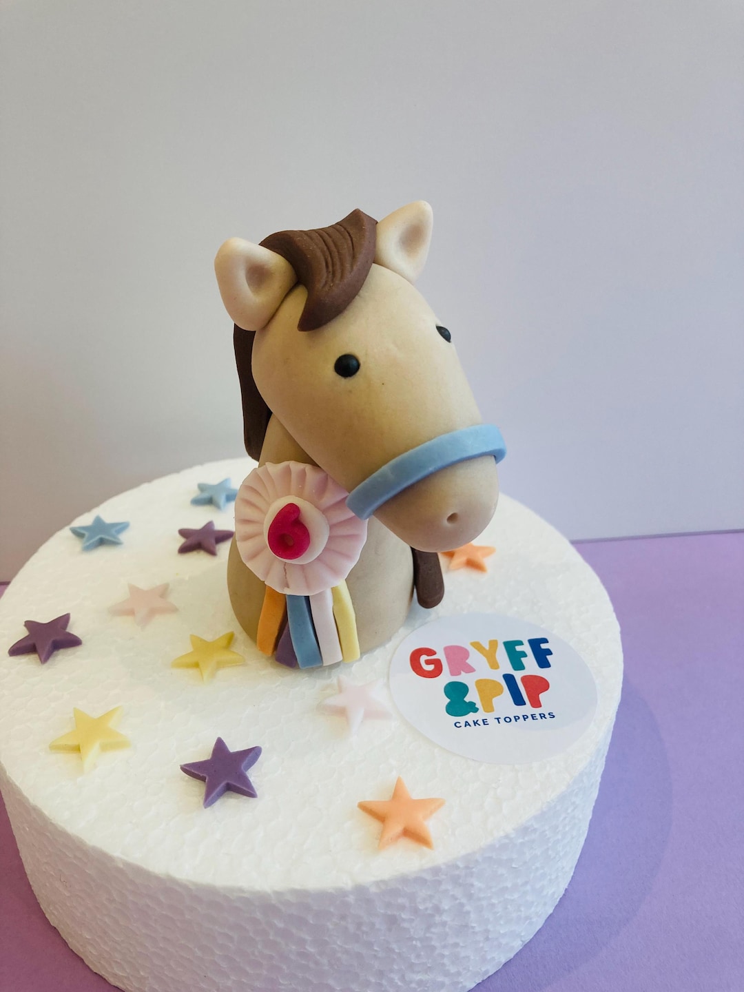 Handcrafted Fondant Horse Cake Topper With 12 Stars and Personalised ...