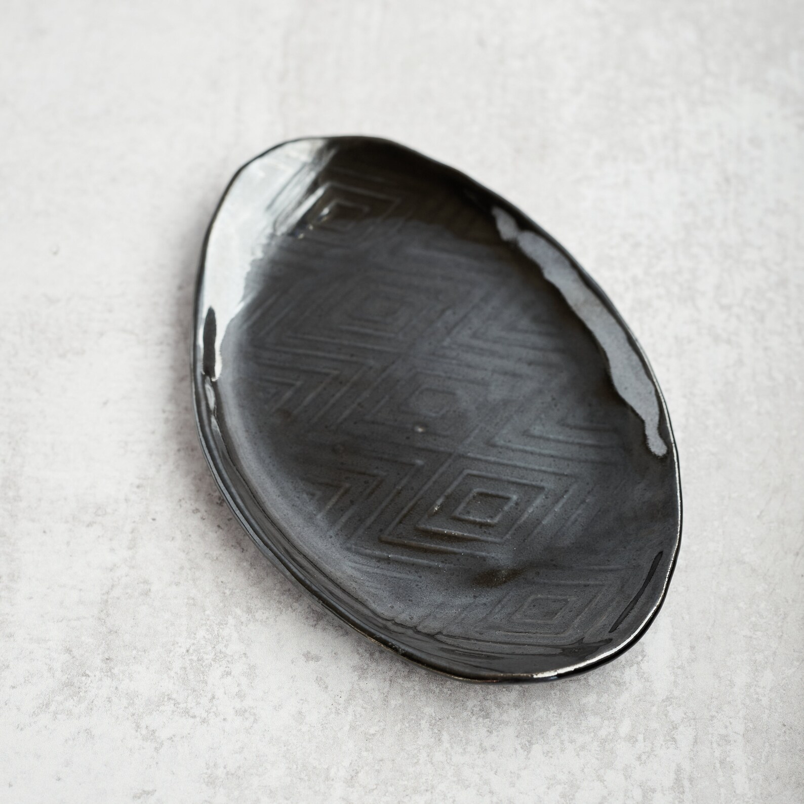 Tapered Black Plate, Glossy Black Plate, Hand Built Plate, Hand Made ...