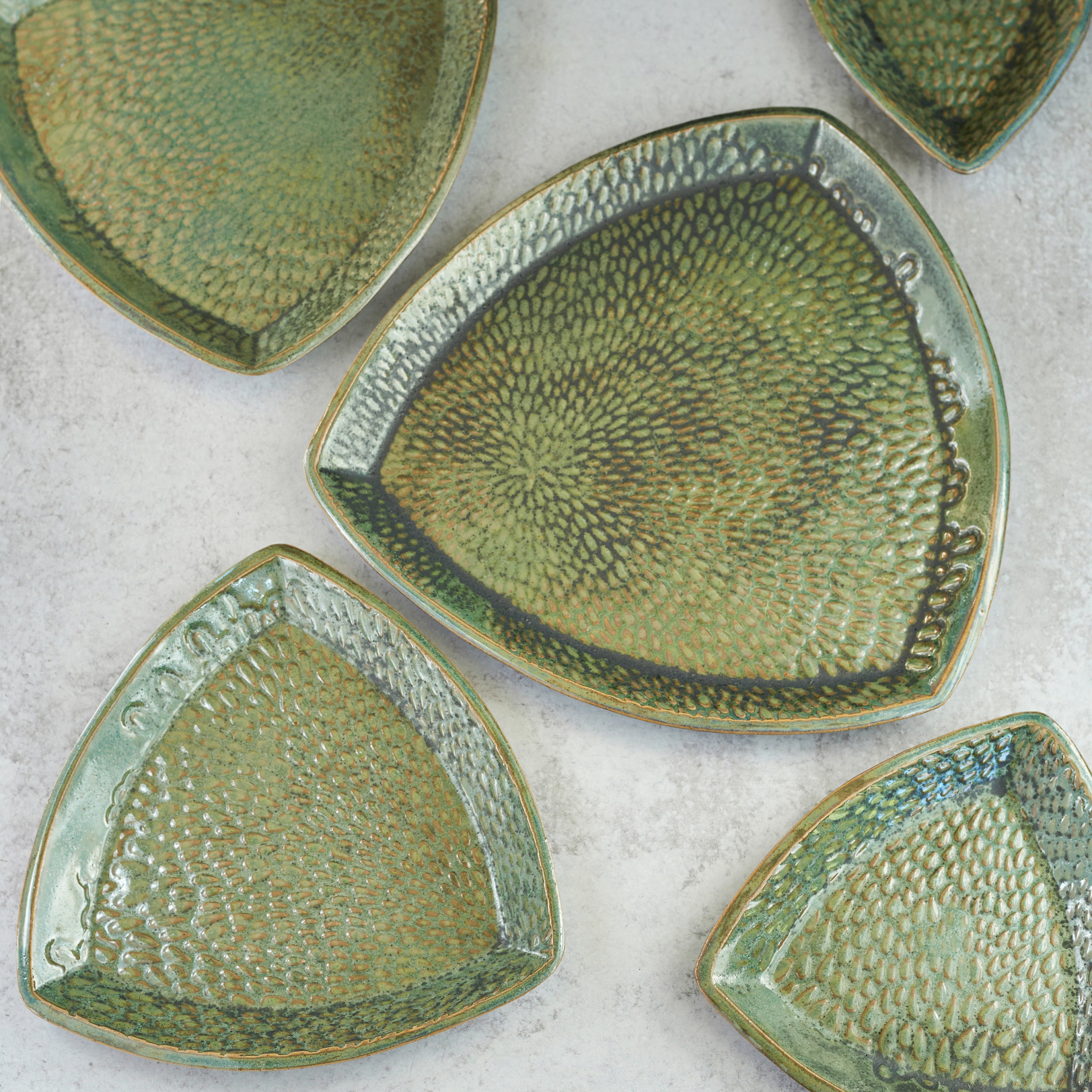 Nested Triagnle Plates, Stacked Plates, Entertaining, Serveware, Hand ...