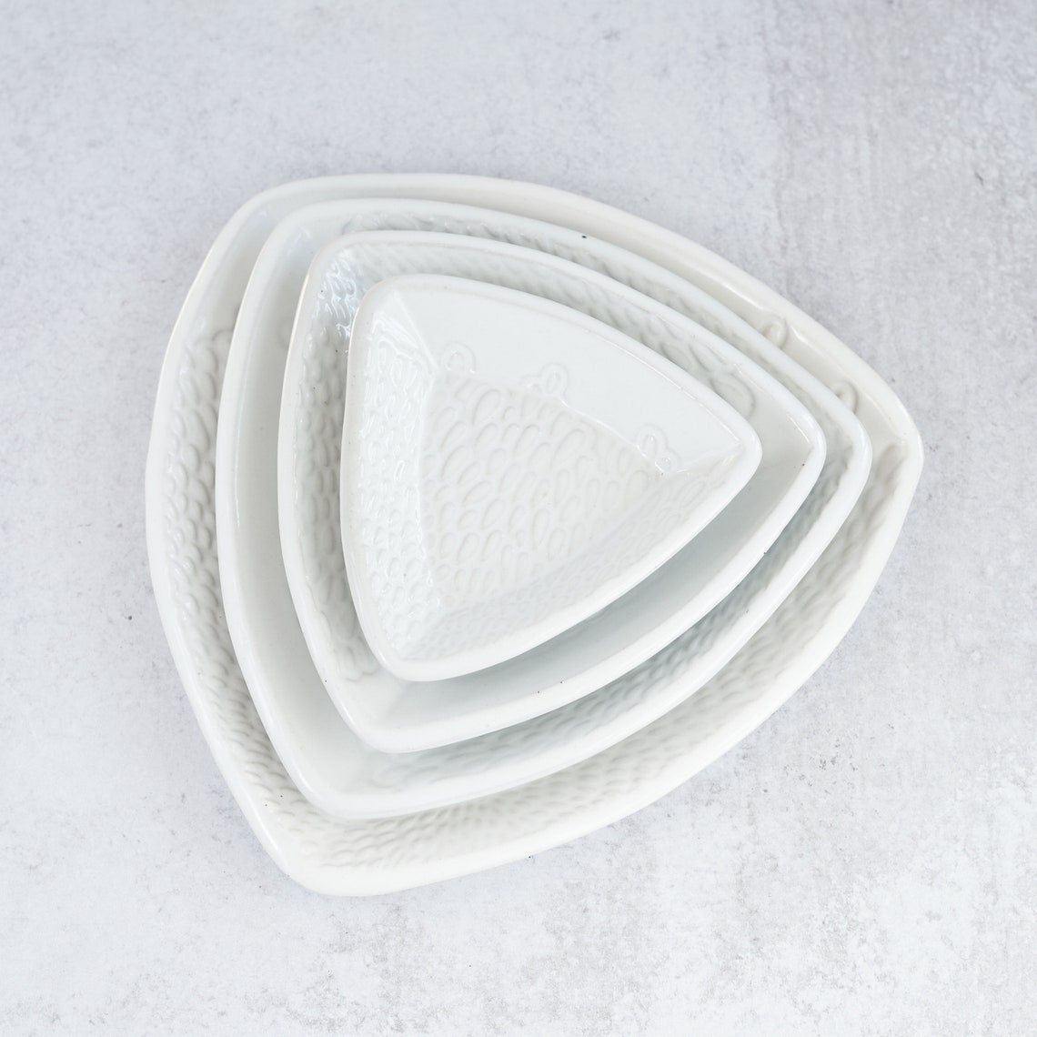 Nested Triagnle Plates, Stacked Plates, Entertaining, Serveware, Hand ...