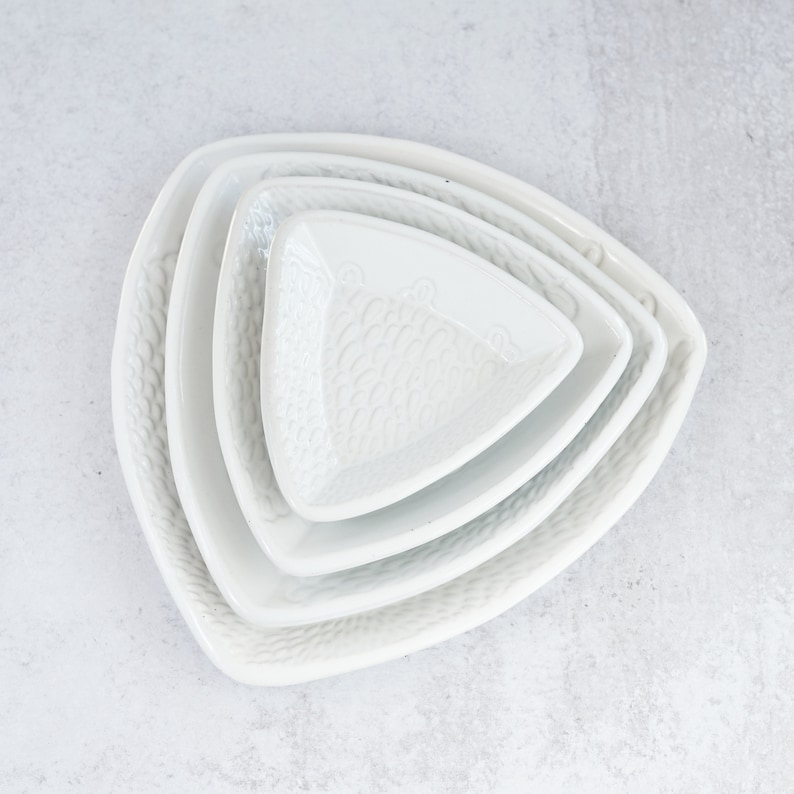 Nested Triagnle Plates, Stacked Plates, Entertaining, Serveware, Hand ...