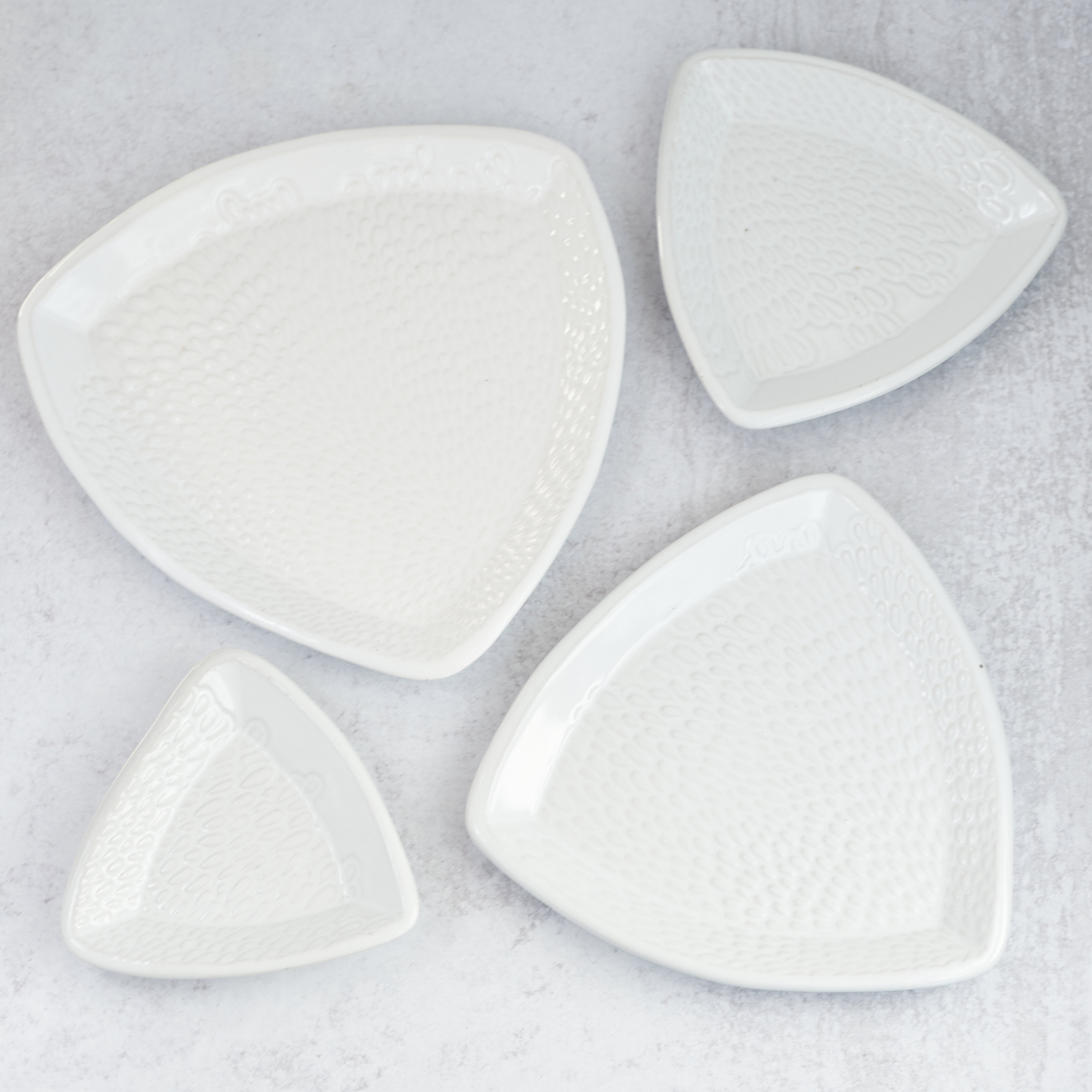 Nested Triagnle Plates, Stacked Plates, Entertaining, Serveware, Hand ...