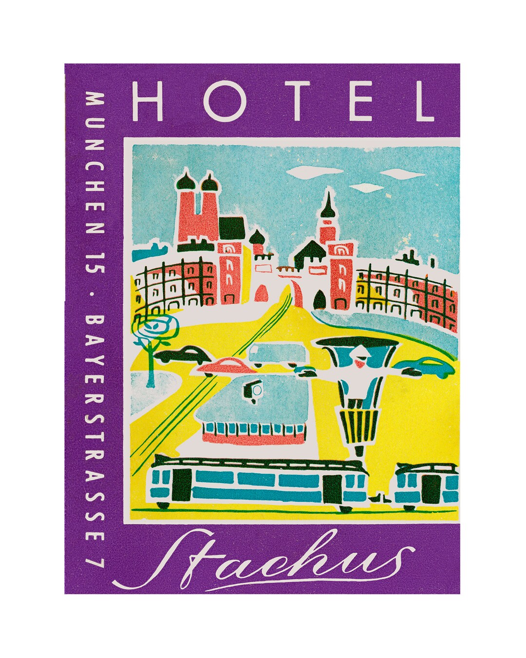 Hotel Stachus, Munchen / Vintage Fine Art Poster / Painstakingly ...