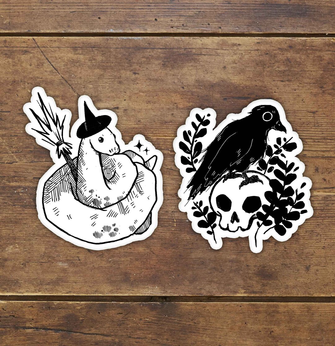 Snake & Crow Macabre Glossy Vinyl Sticker Set Spooky Season Witchy ...