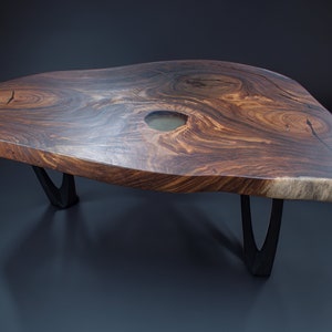 Large Round Live Edge Monkey Pod Coffee Table Steel Legs Industrial - Etsy