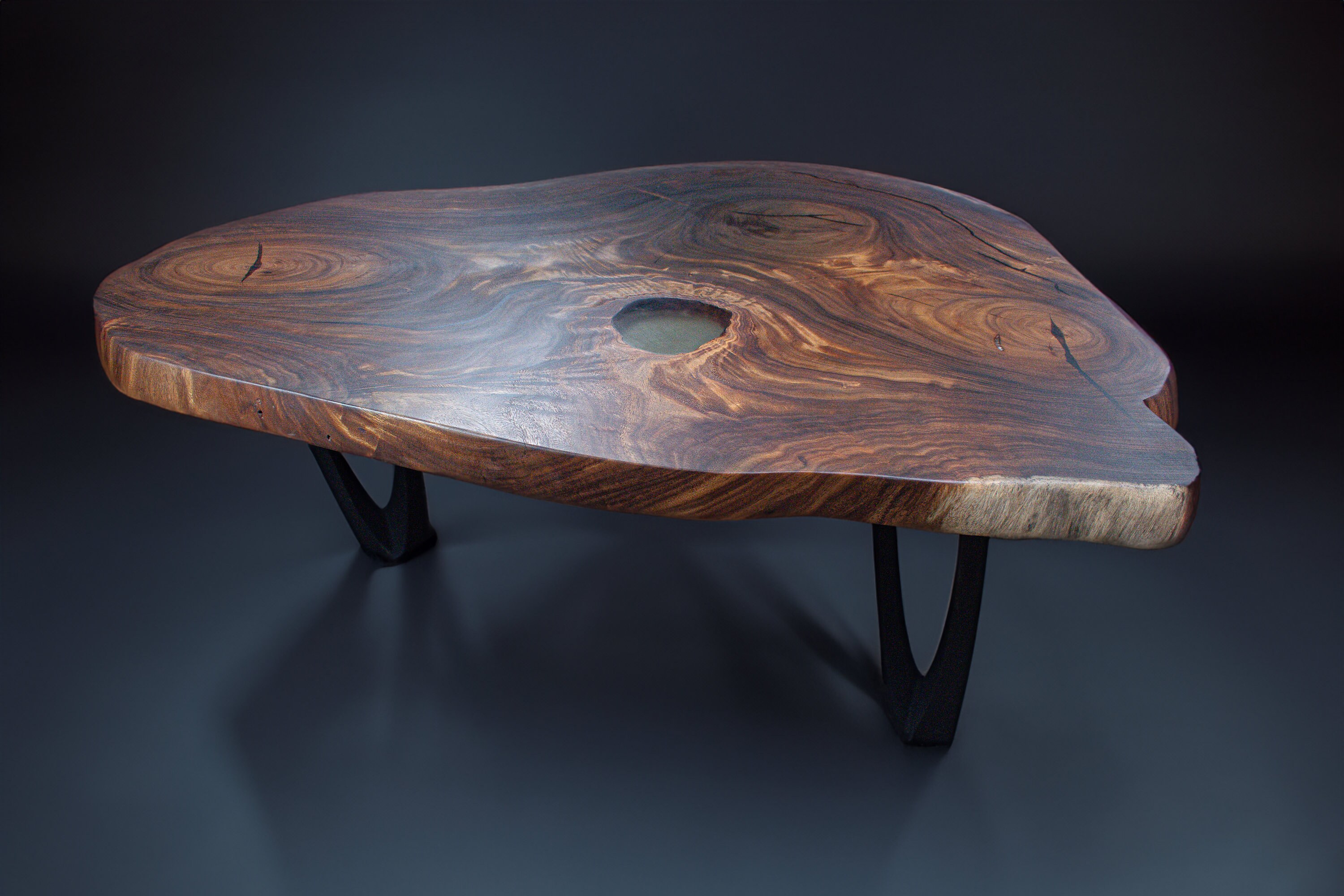 Large Round Live Edge Monkey Pod Coffee Table Steel Legs - Etsy