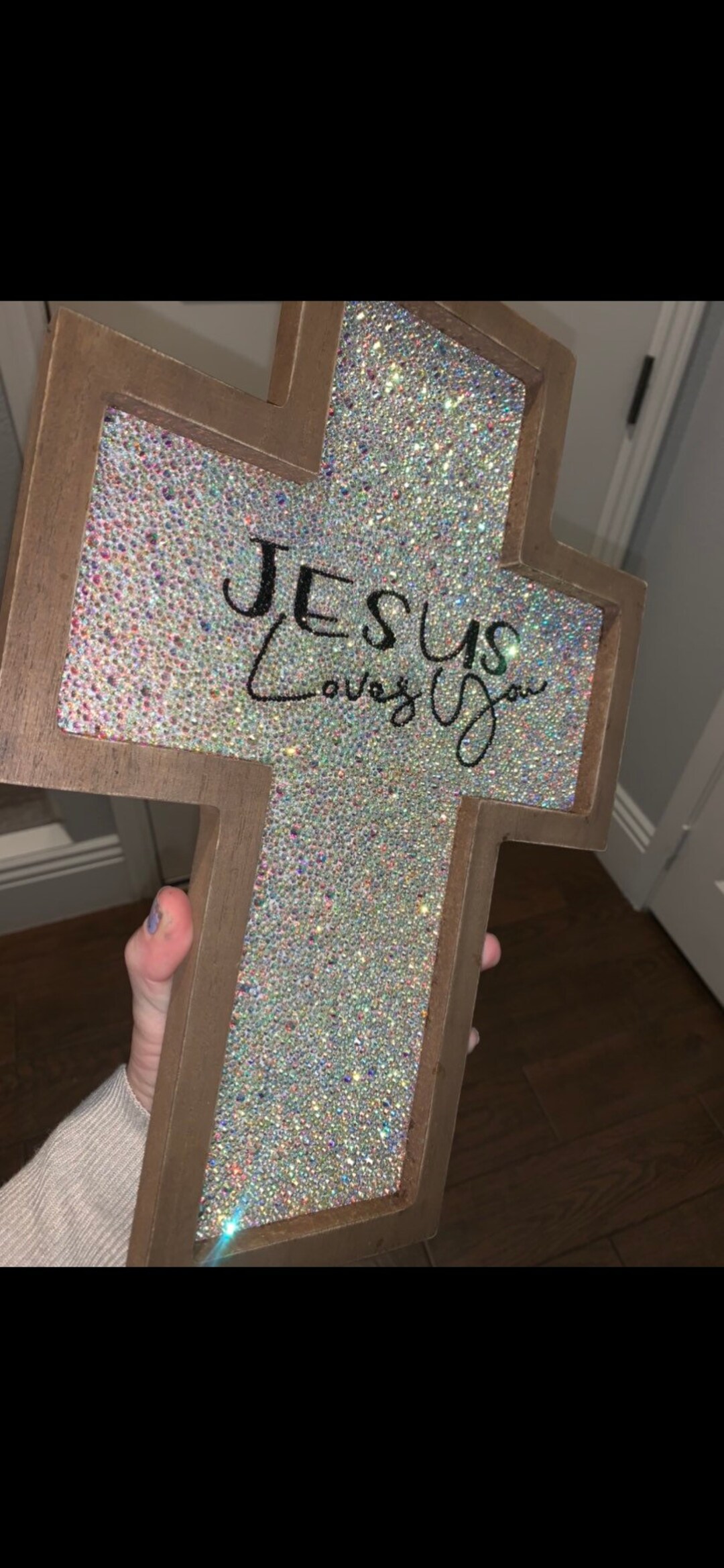 Crystal AB Custom Made Cross wood Cross rhinestone Cross jesus ...