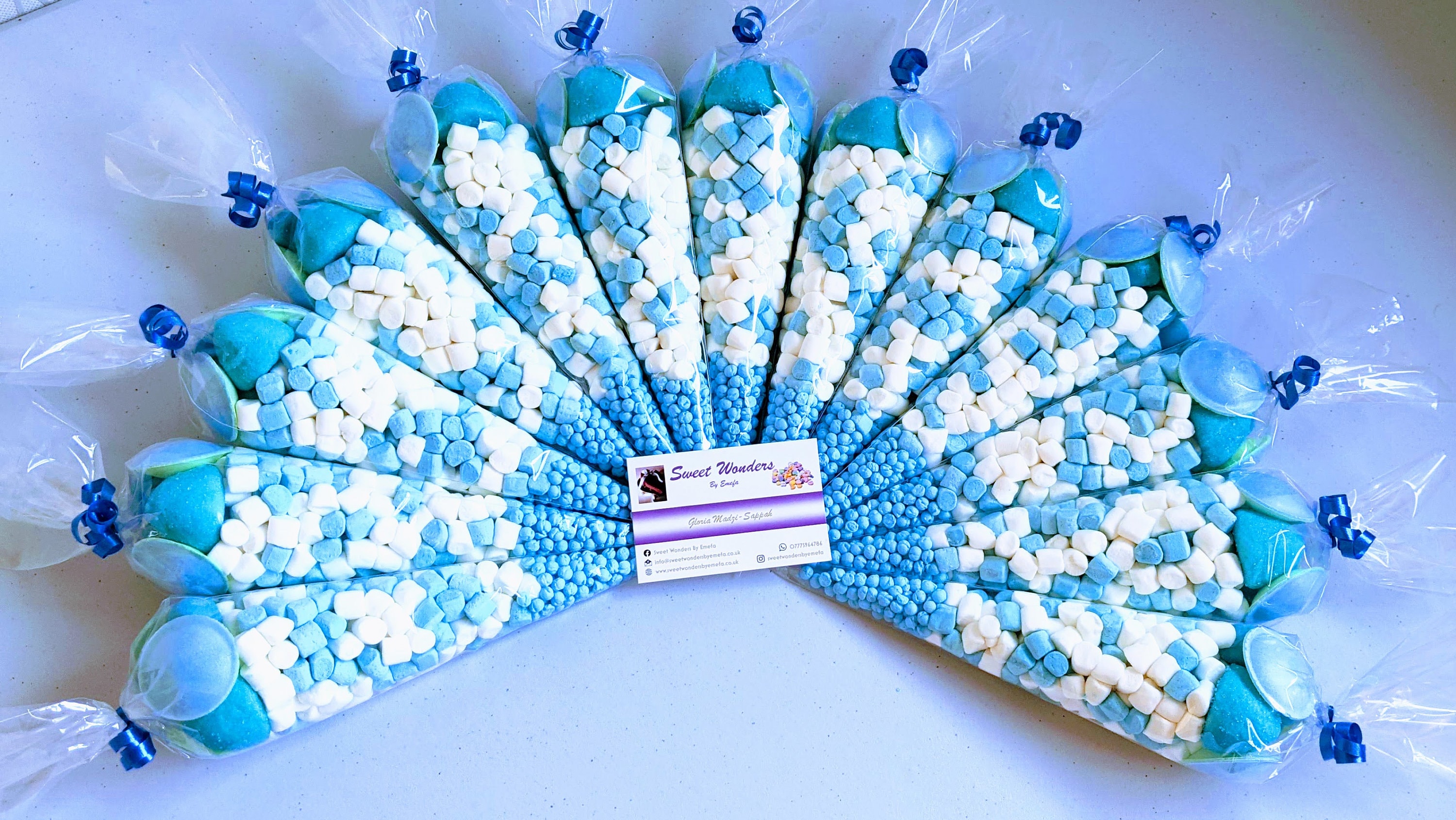 Dazzling Blue Sweet Cones Party Favours, Party Bags,christening ...