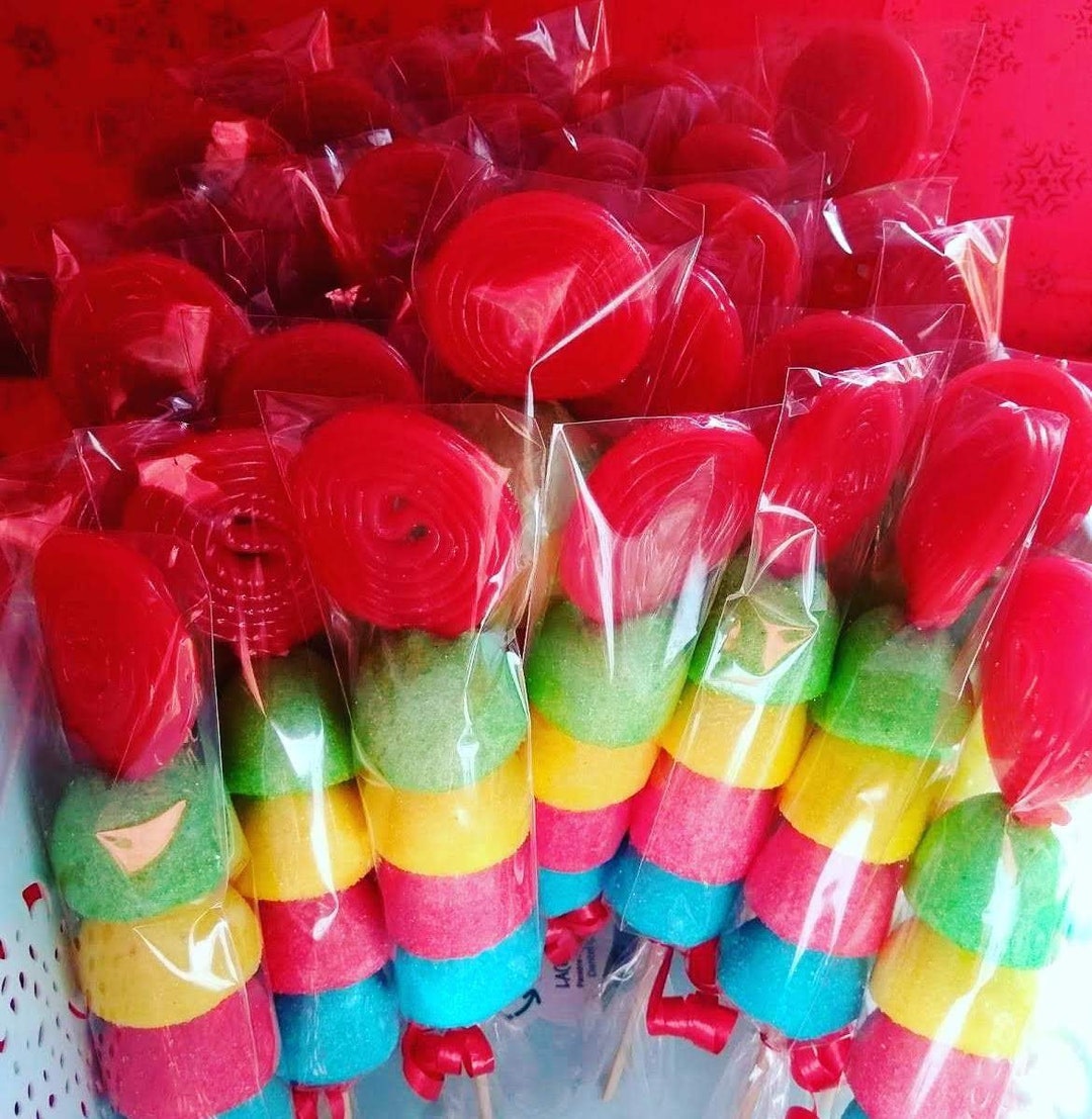 Rainbow Mallow & Gummy Sweet Kebabs Baby Shower Favours, Christening ...