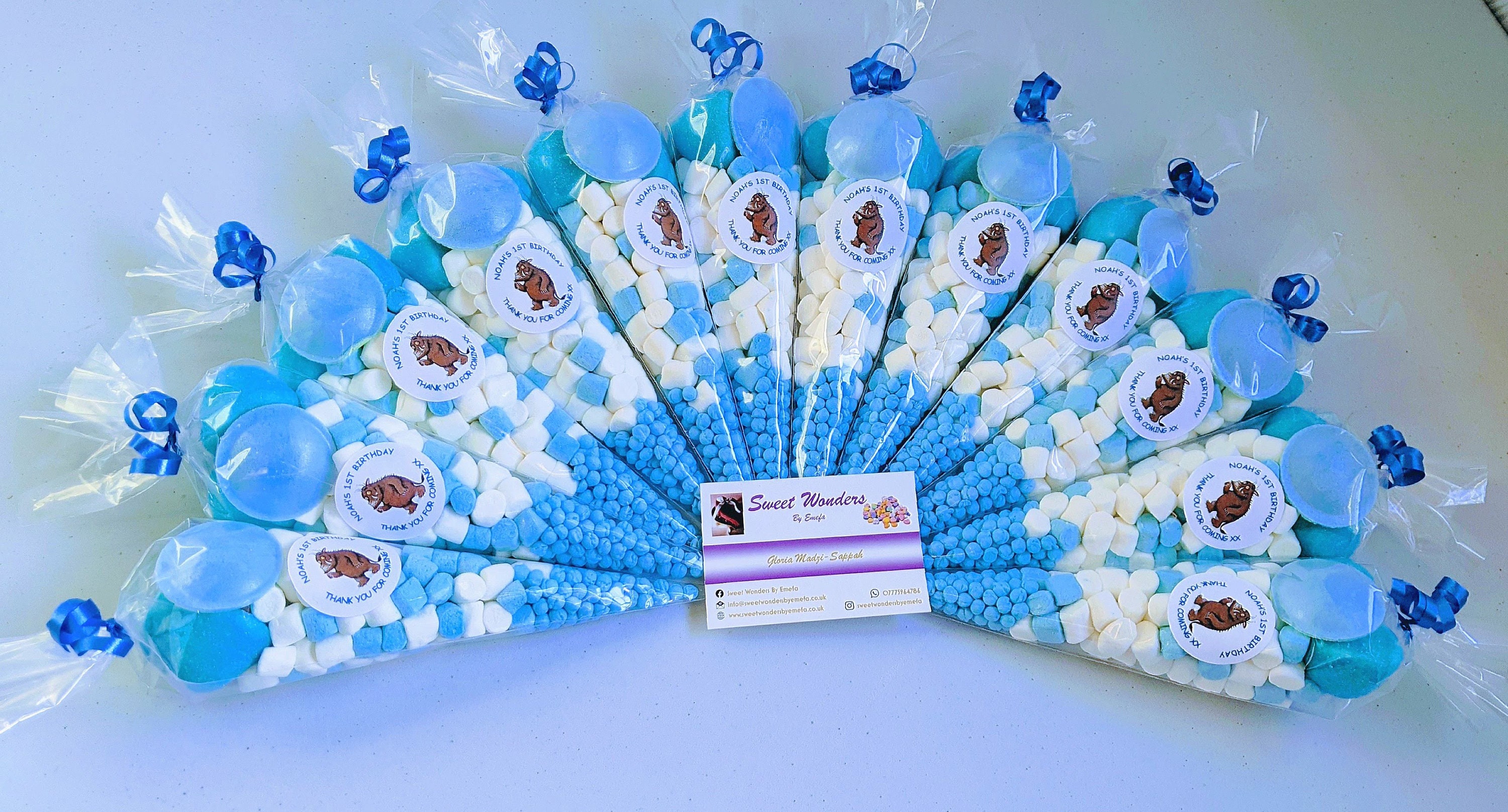 Dazzling Blue Sweet Cones Party Favours, Party Bags,christening ...