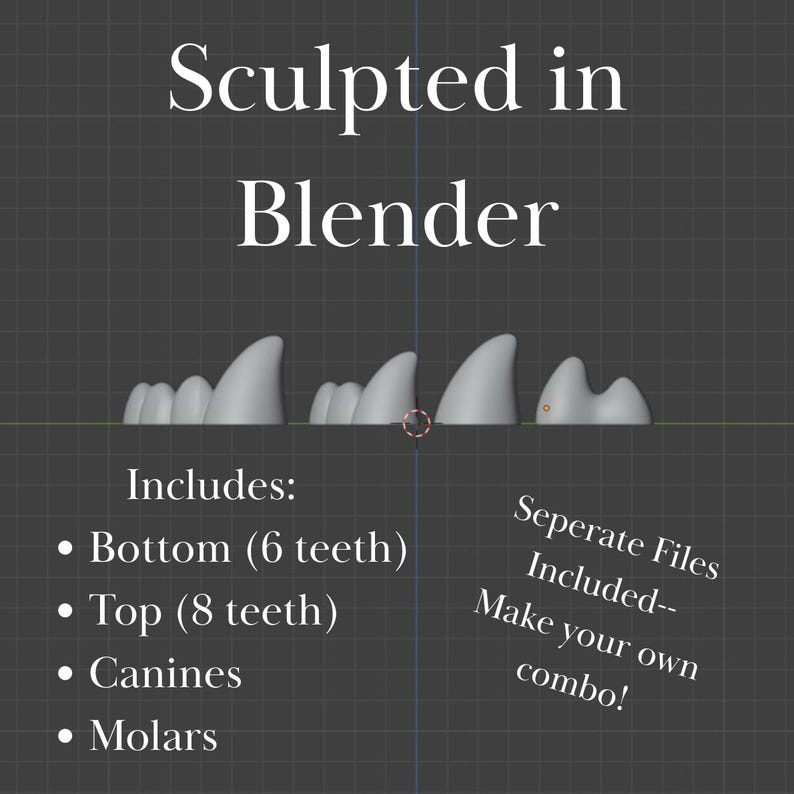 Toony Fursuit Teeth Set 3D Printing .STL File - Etsy