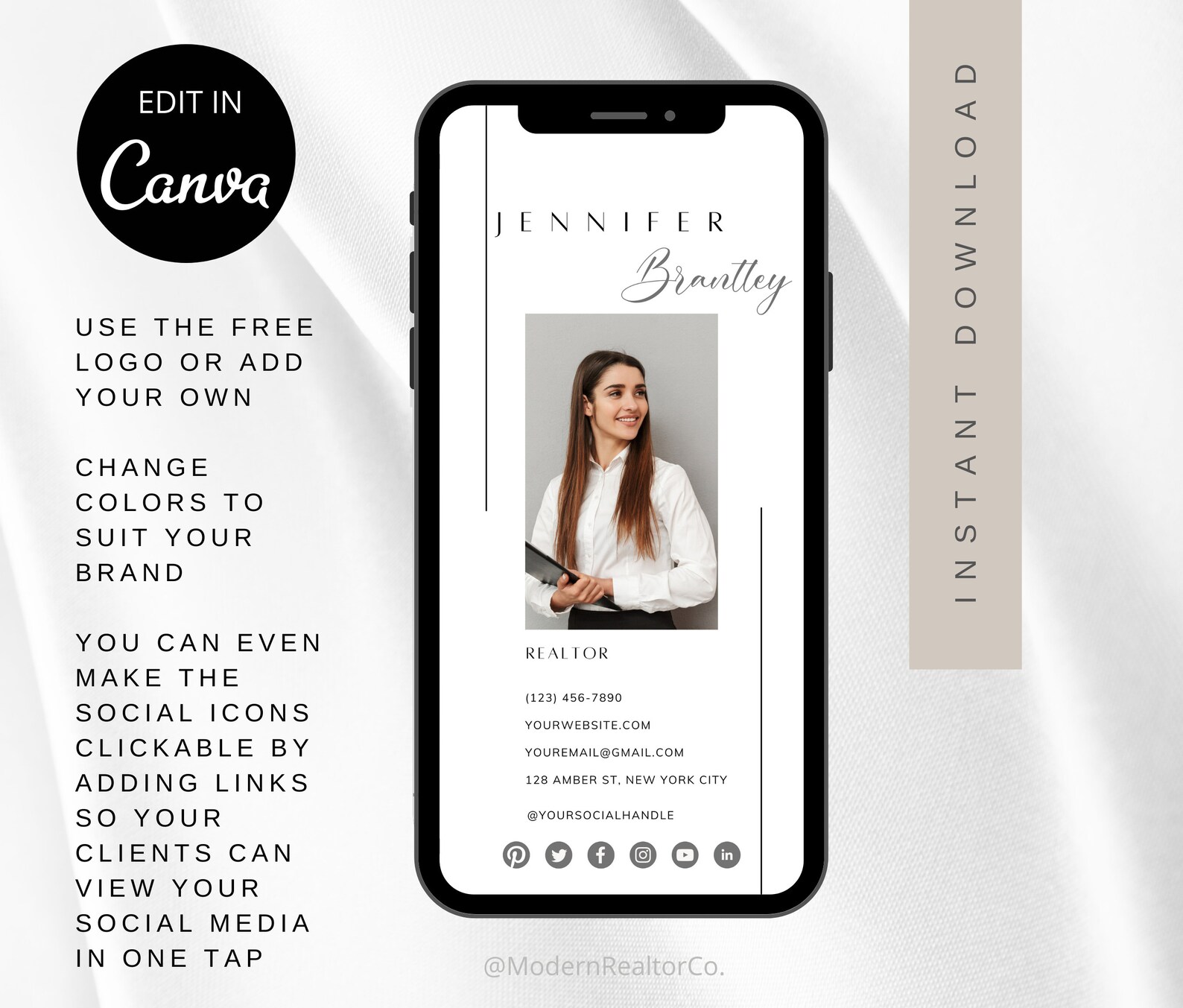 Modern Digital Business Card Template Custom Digital Business Card for ...