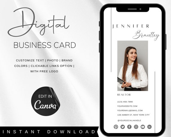 Modern Digital Business Card Template Custom Digital - Etsy