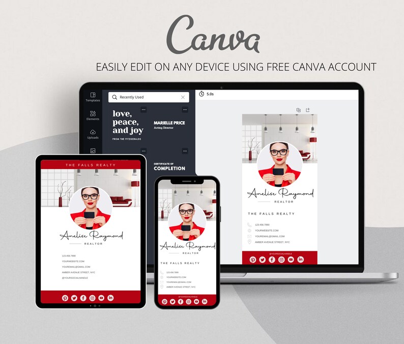 Modern Digital Business Card Template Custom Digital - Etsy