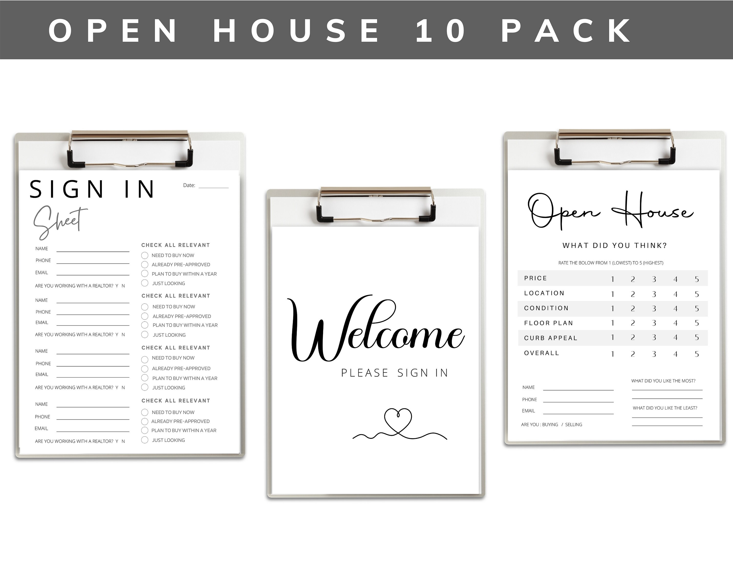 Open House Feedback Form Sheet Template Real Estate | Etsy