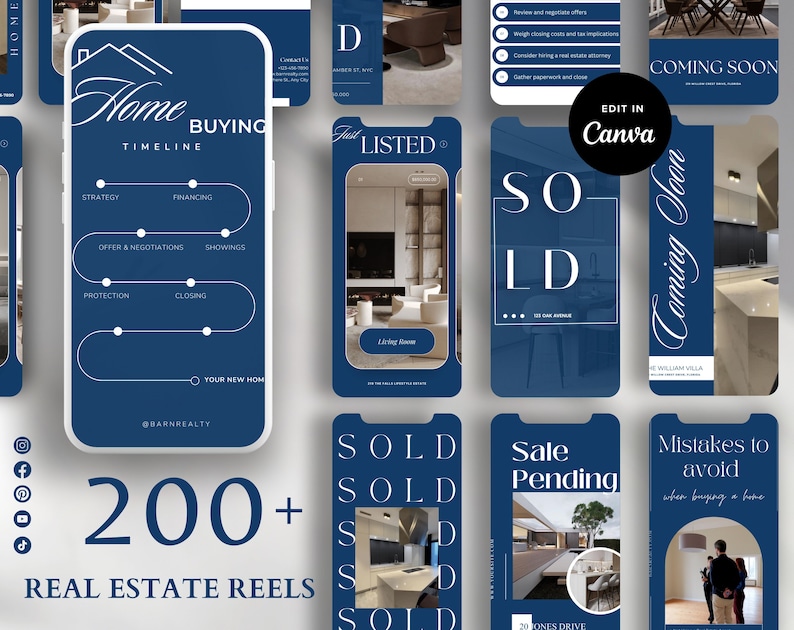 200 Blue Real Estate Reels | Real Estate Marketing Video Bundle ...