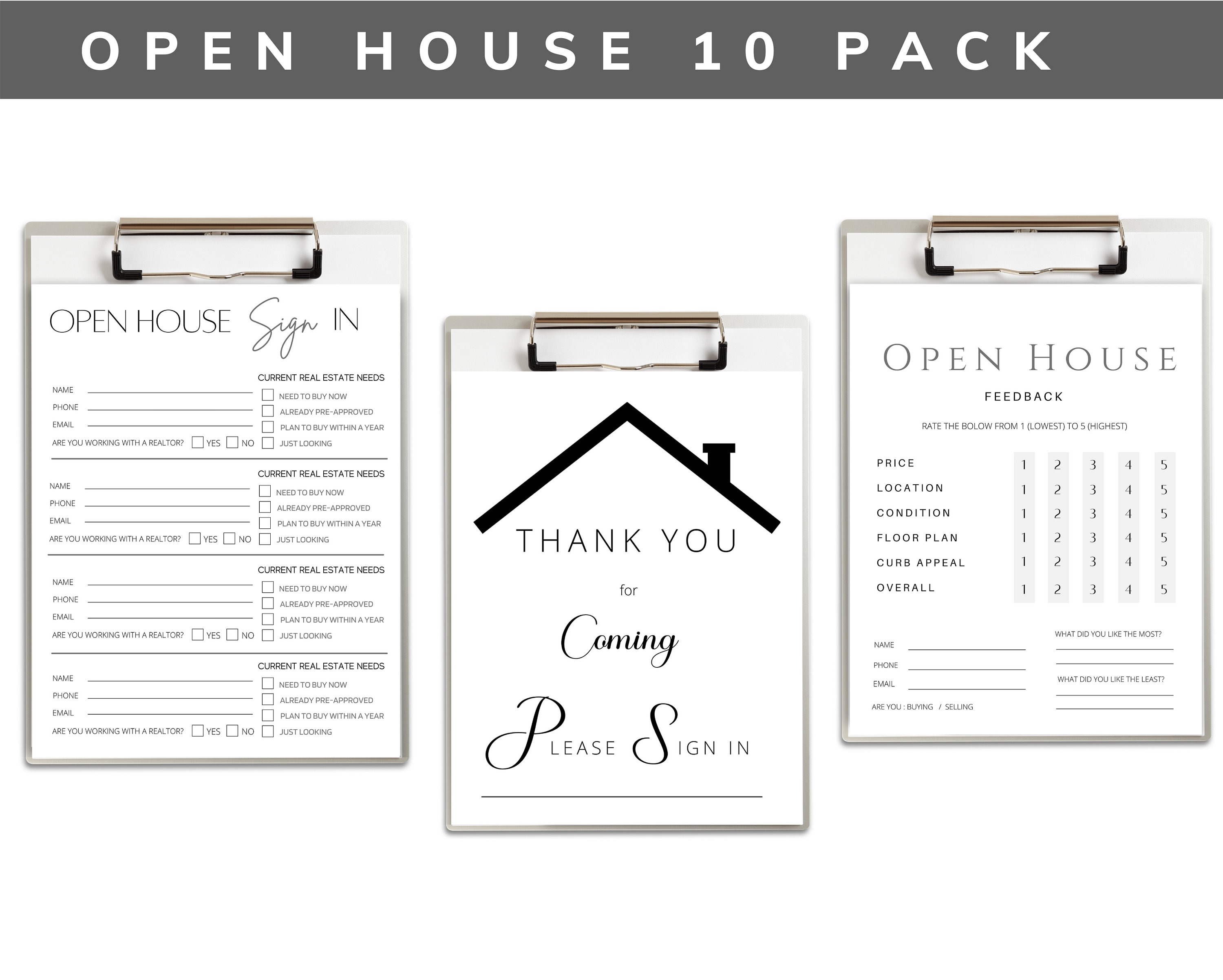 Open House Feedback Form Sheet Template | Real Estate Marketing ...