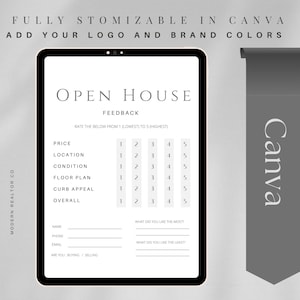 Open House Feedback Form Sheet Template | Real Estate Marketing ...