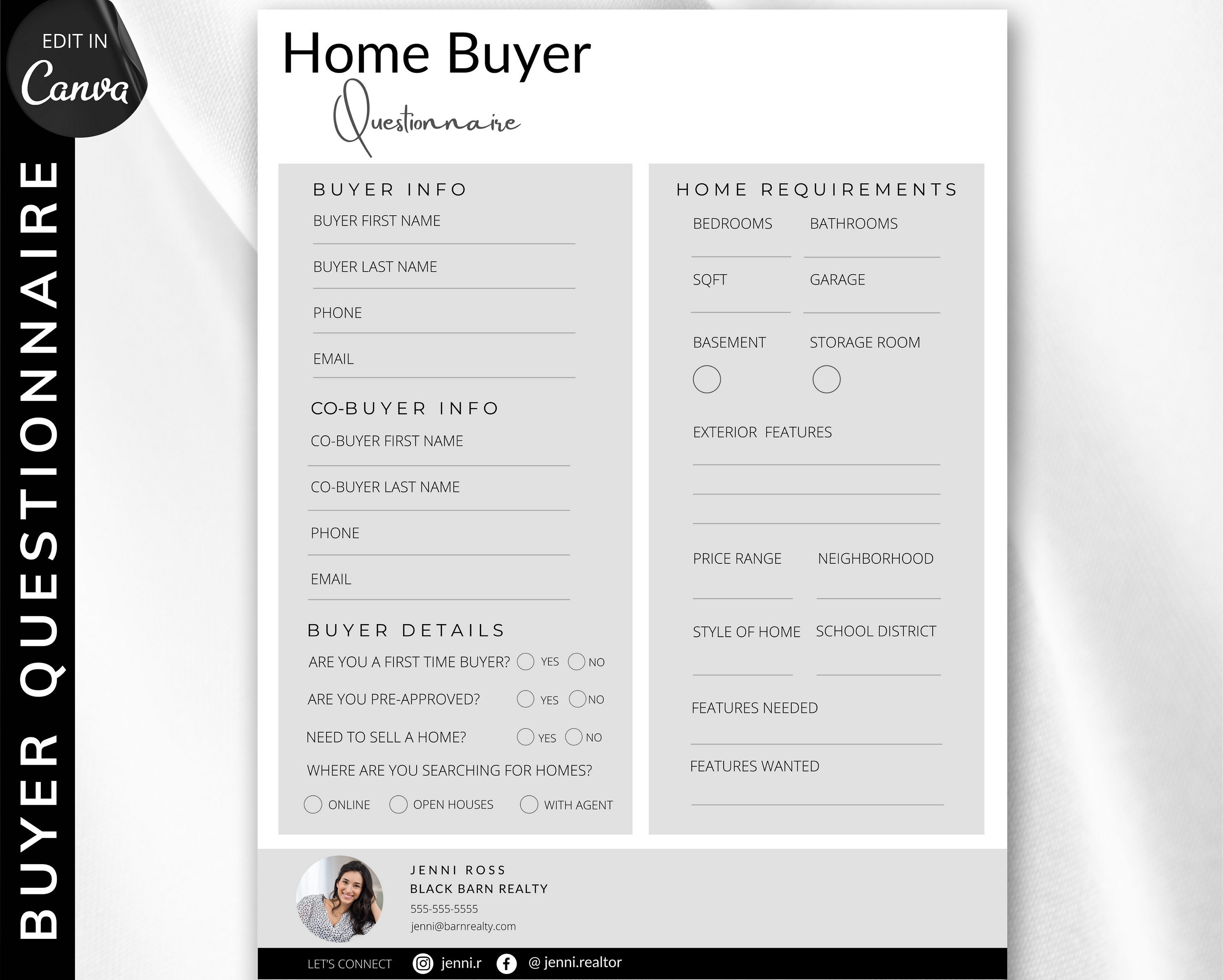 Realtor Buyer Questionnaire | Home Buying Questions Template | Real ...