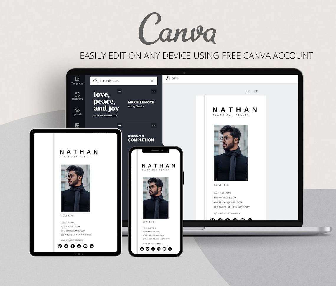 Modern Digital Business Card Template Custom Digital | Etsy