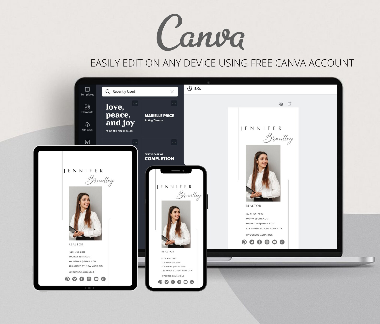 Modern Digital Business Card Template Custom Digital - Etsy