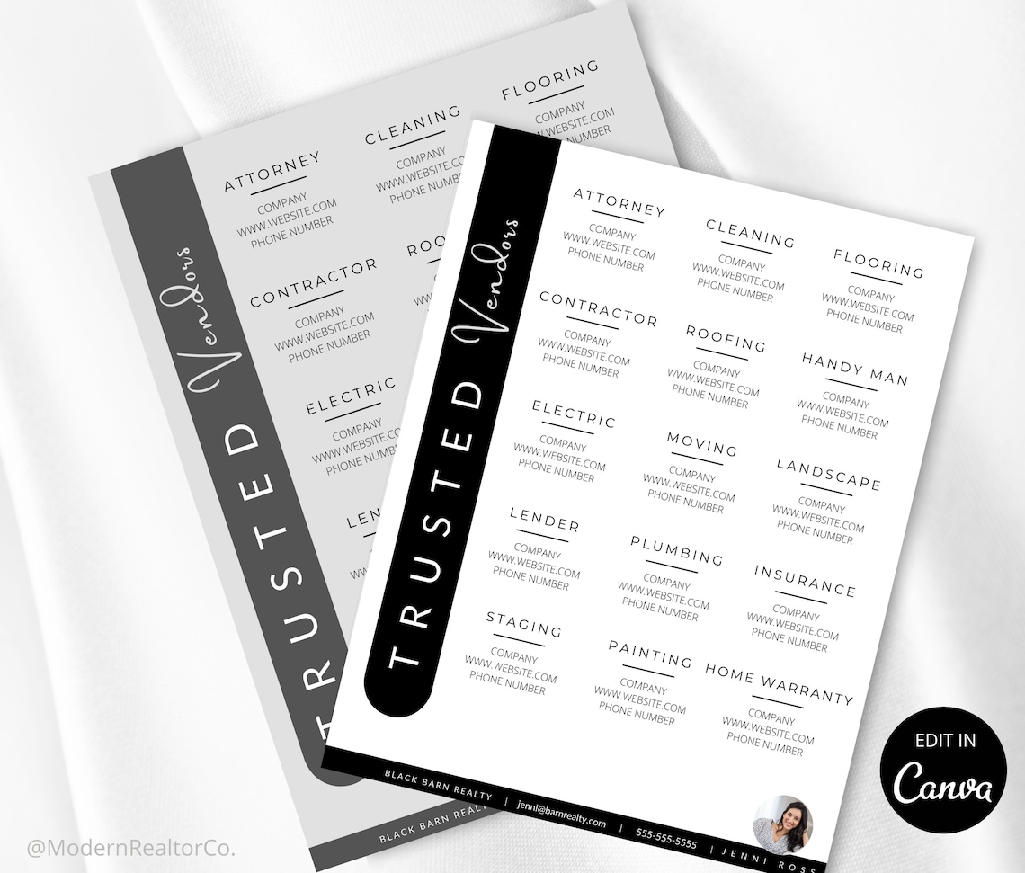 Real Estate Trusted Vendors List Preferred Vendors Selling Flyer ...