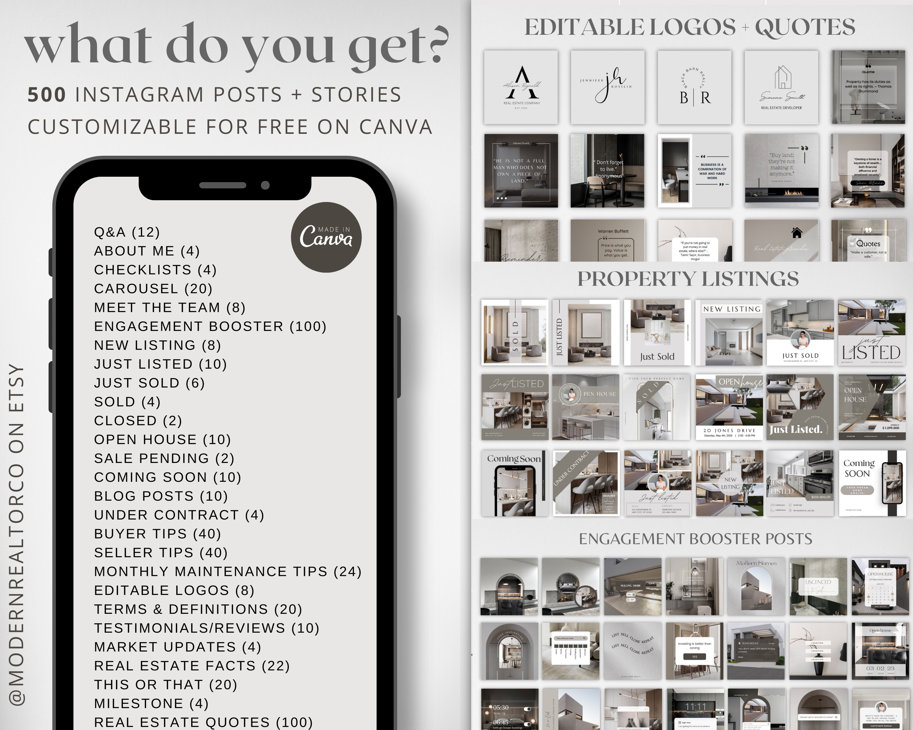 500 Real Estate Social Media Bundle| Realtor IG Videos| Real Estate ...