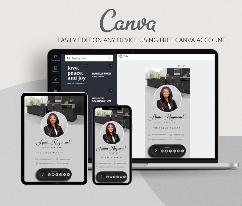 Modern Digital Business Card Template Custom Digital | Etsy