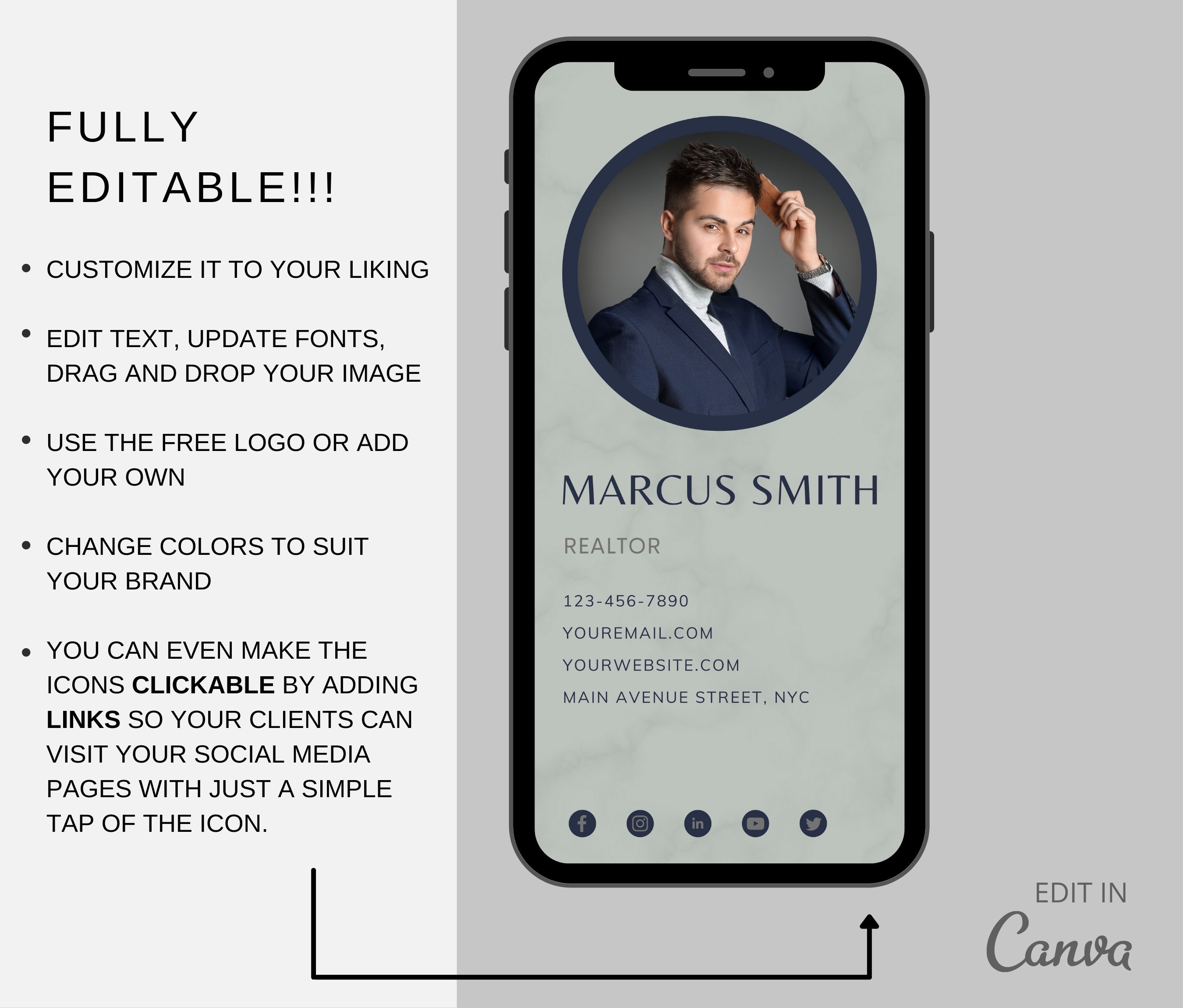 Modern Digital Business Card Template Custom Digital - Etsy