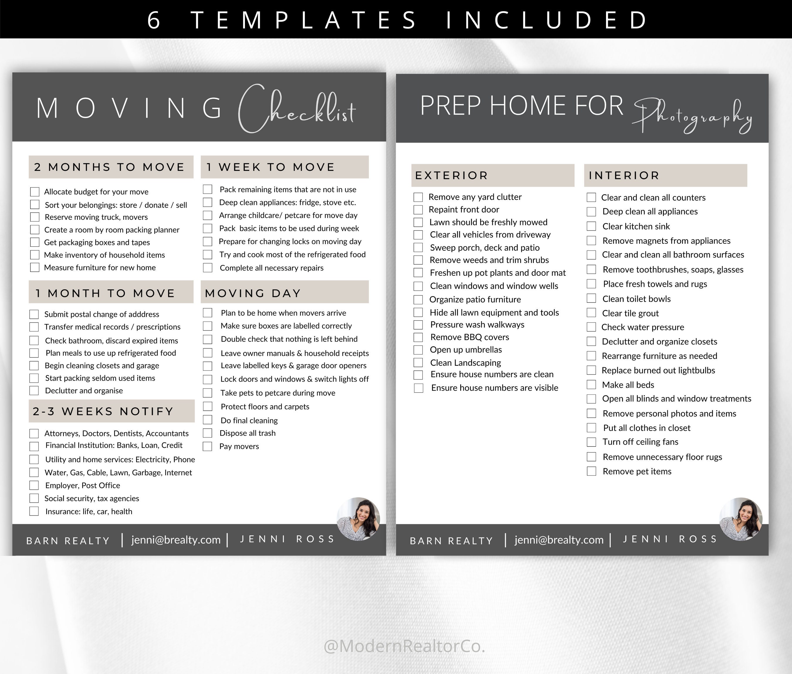Modern Real Estate Checklist Bundle | Moving Checklist | Photography ...
