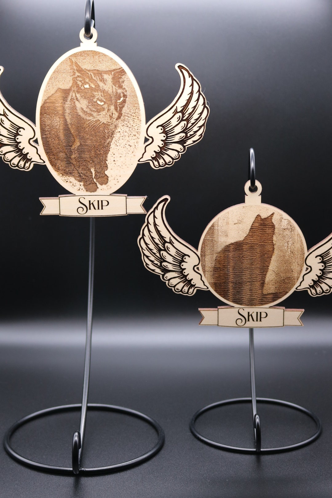 Angel Wing Engraved Wooden Memorial Ornament - Etsy