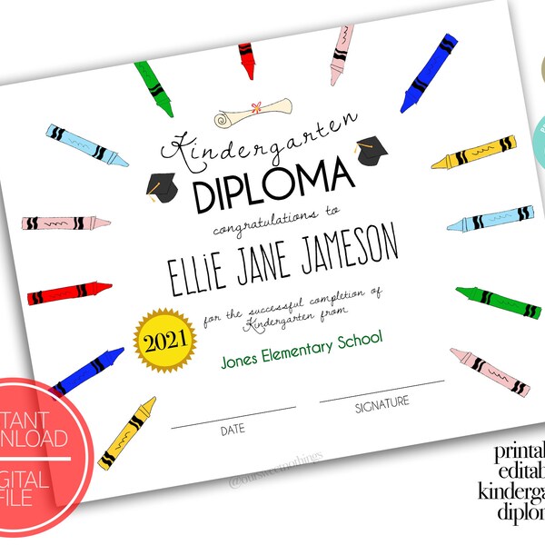 Graduation Certificate for Kindergarten - Etsy
