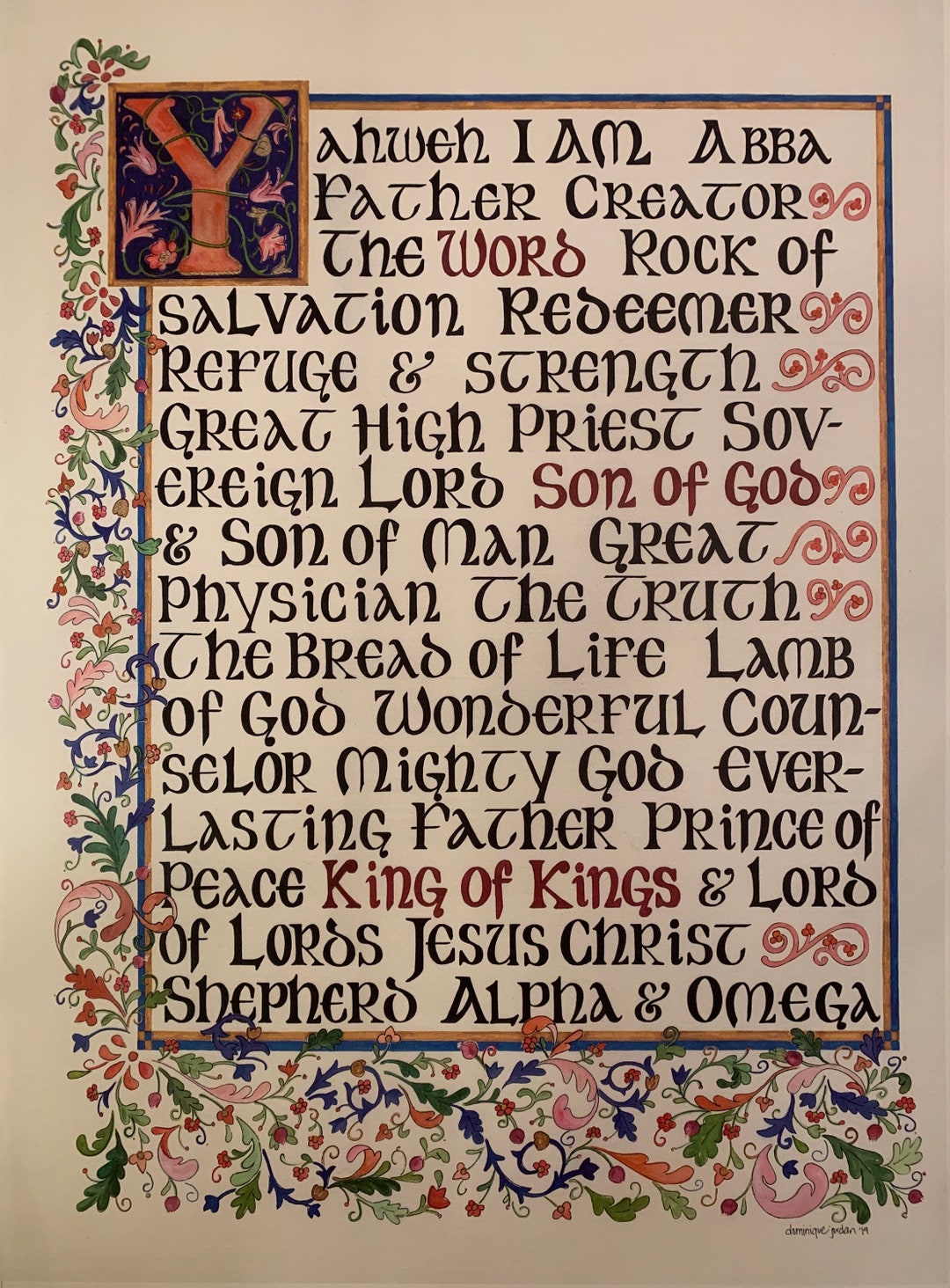 Illuminated Manuscript, Names of God - Etsy