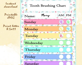 Tooth Brushing Reward Chart | Etsy