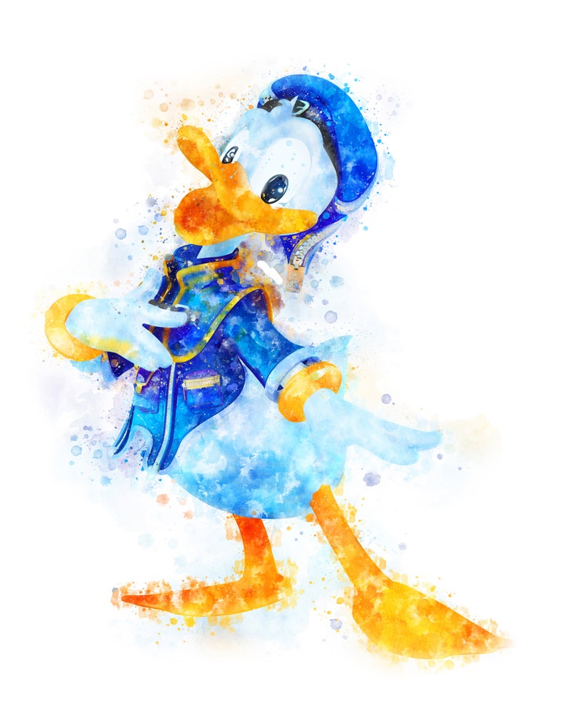 Donald Duck Poster Print Donald Duck Watercolor Poster Disney | Etsy