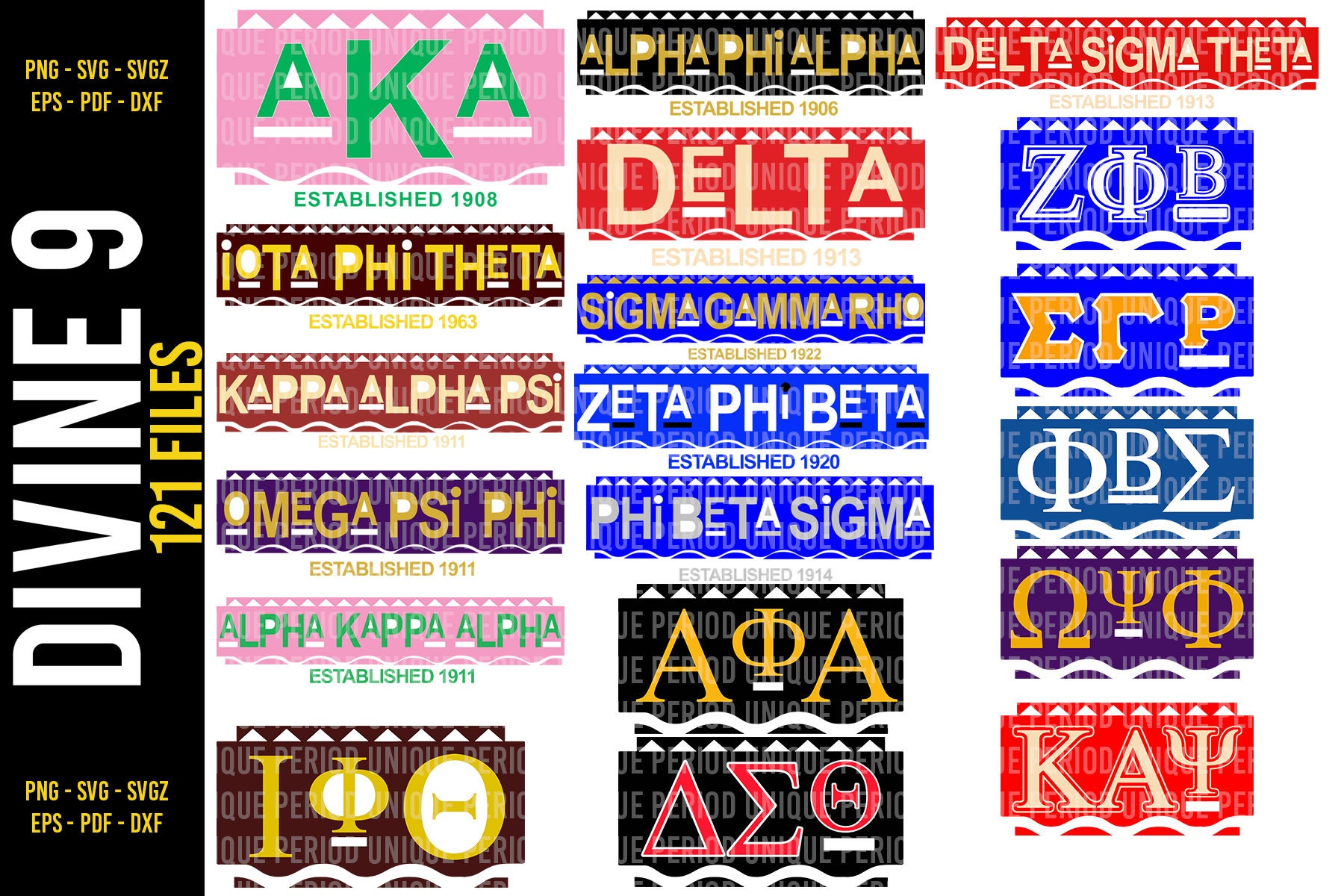 HBCU Divine 9 Fraternities Sororities SVG png pdf dxf eps | Etsy